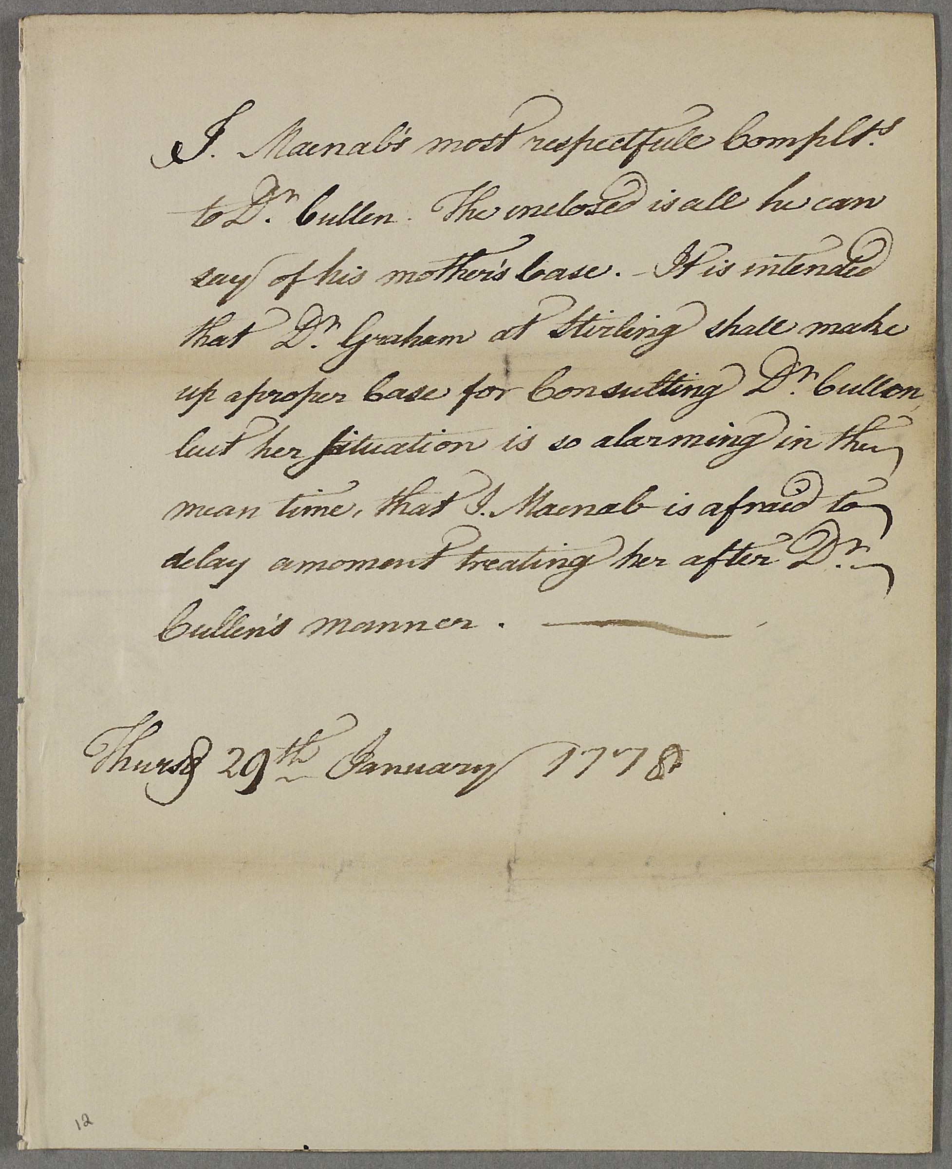 The Cullen Project | [ID:1479] From: Mr I or J MacNab (McNab) / To: Dr ...